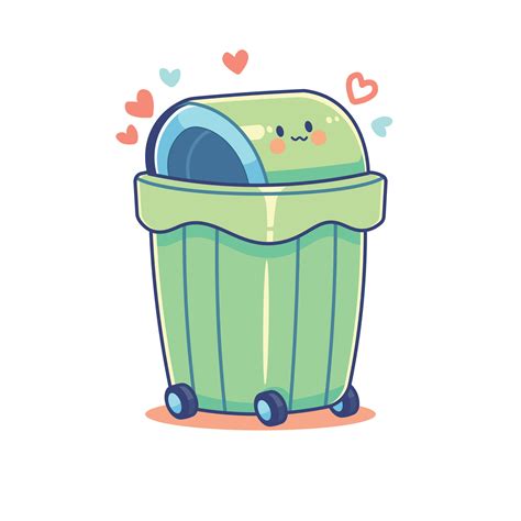 Cute Trash Bin With Hearts Vector Illustration In Cartoon Style 27896053 Vector Art At Vecteezy