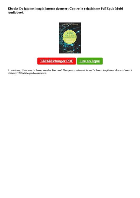 Pdf De Latome Imagin Latome Dcouvert Contre Le Relativisme