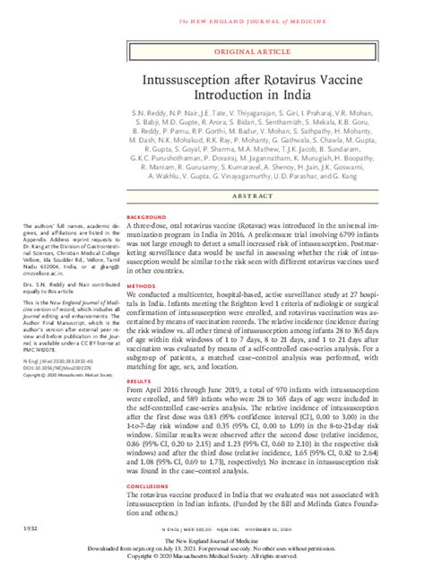 Pdf Intussusception After Rotavirus Vaccine Introduction In India