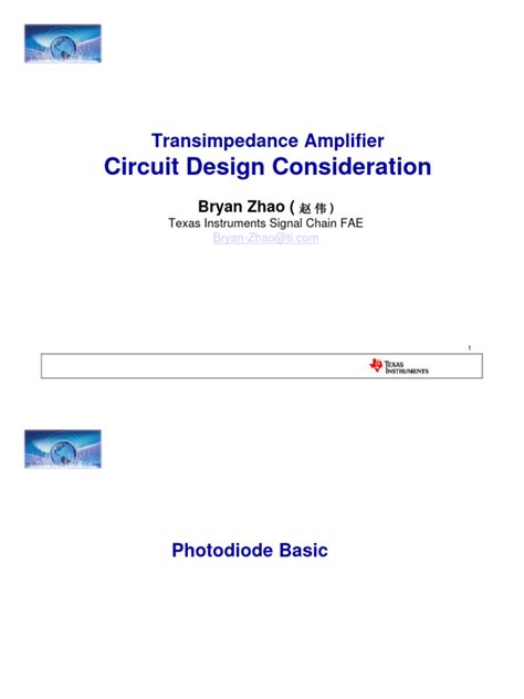 Transimpedance Circuit Design Considerations Ti Precsion Amps Pdf