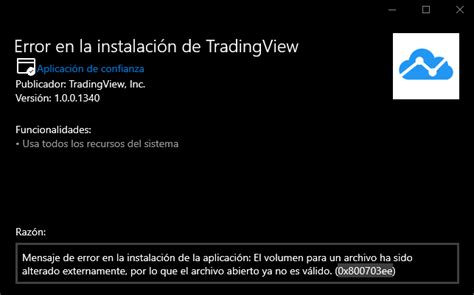 Tradingview Windows Error 0x800703ee Rtradingview