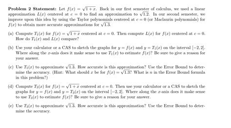 Solved Problem 2 Statement Let F X V1 X Back In Our Chegg Com