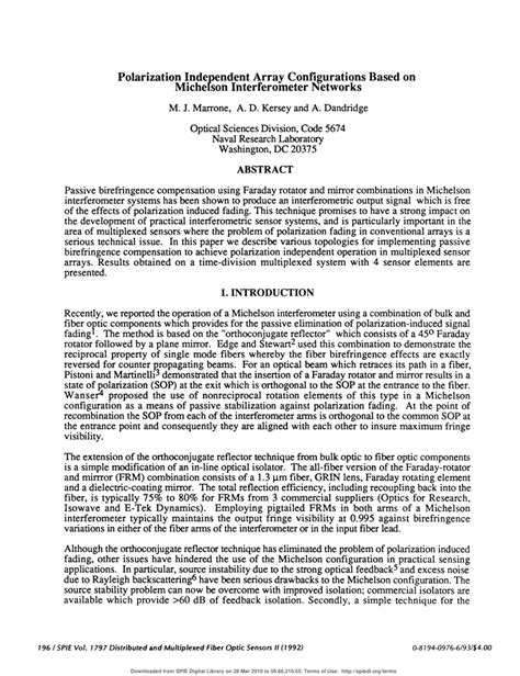 Pdf Polarization Independent Array Configurations Based On Michelson