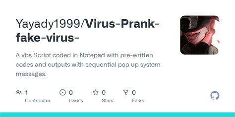 github yayady1999 virus prank fake virus a vbs script coded in notepad with pre written