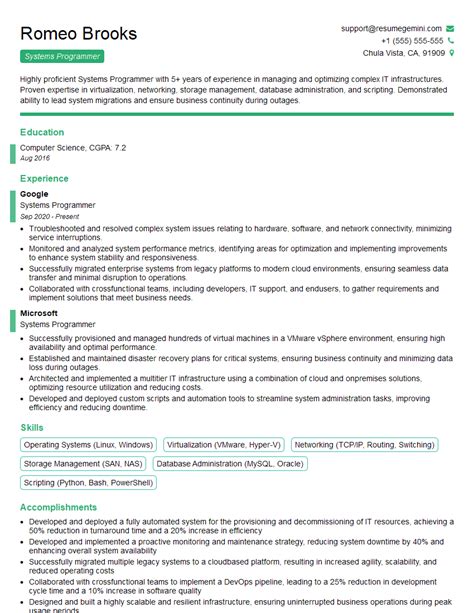 Top 10 Questions For Systems Programmer Interview Resumegemini