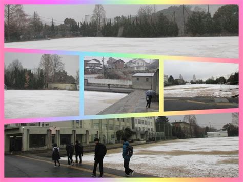 雪景色の中の登校風景1月9日木 奈良市立 登美ヶ丘中学校
