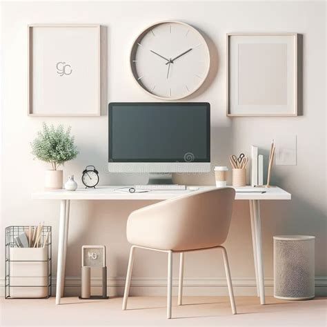 Illustration Of Tidy Modern Office Workspace Stock Illustration