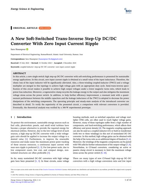Pdf A New Soft‐switched Trans‐inverse Step‐up Dc Dc Converter With Zero Input Current Ripple