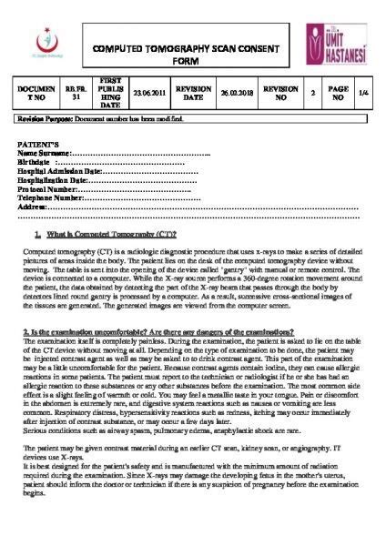 Ct Scan Consent Form Ct Scan Machine Images