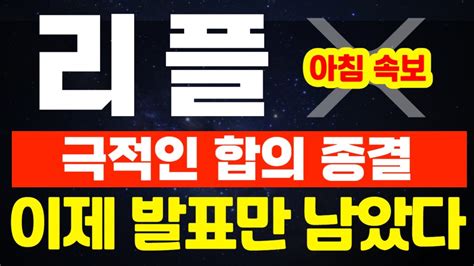 리플 Xrp 극적인 합의 종결 이제 발표만 남았다 영상 꼭 시청하세요 Youtube