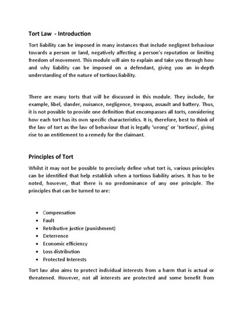 Tort Law Lectures Pdf Tort Negligence