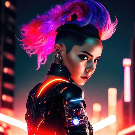 Premium Photo Cyberpunk Future Technology Cyborg Robot Punk Woman