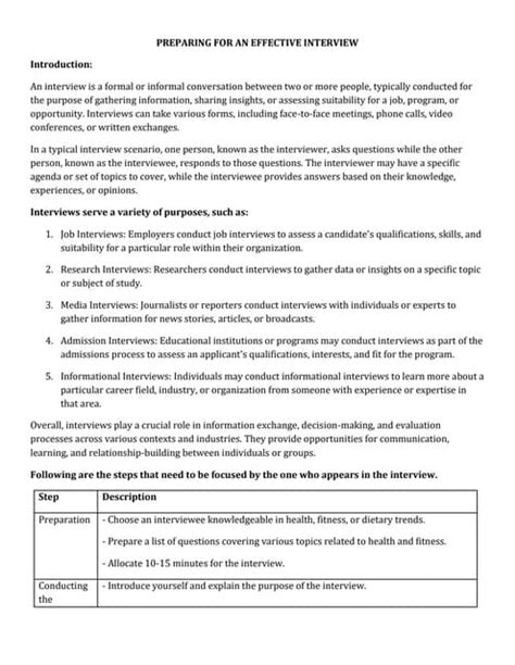 Effective Interview Preparation Techniques Sample Pdf