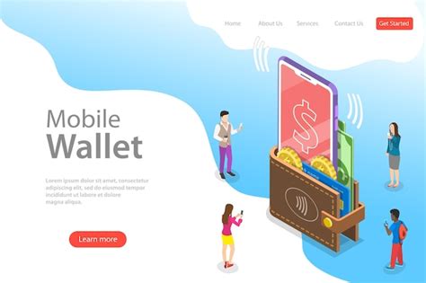 Premium Vector Isometric Flat Vector Landing Page Template Of Digital Mobile Wallet