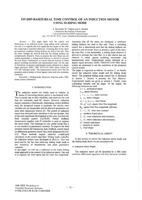 Pdf On Dsp Based Real Time Control Of An Induction Motor Using Sliding Mode