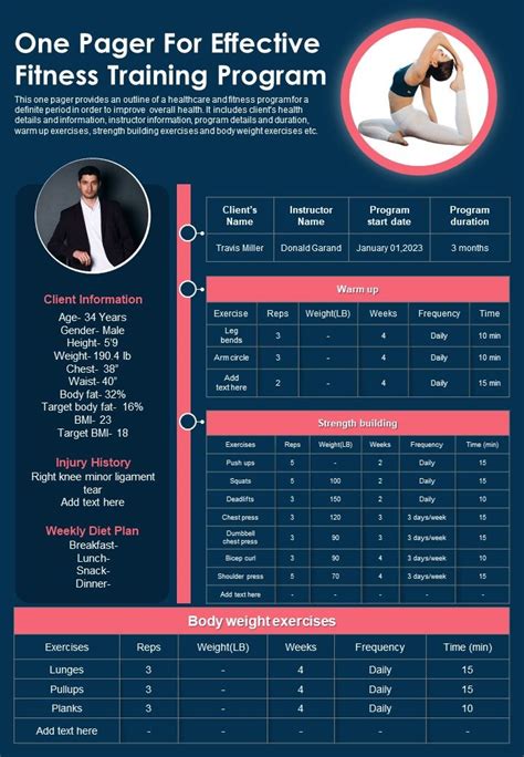 One Pager For Effective Training Program Presentation Report