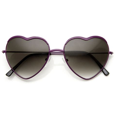 Colorful Womens Metal Heart Shape Sunglasses Zerouv