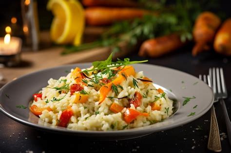 Premium Photo Risotto With Roasted Root Vegetables Carrots Parsnips Etc