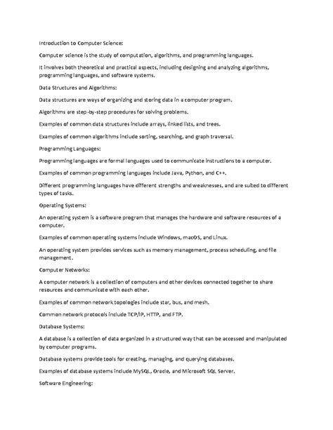 Compsci Introduction To Computer Science Computer Science Is The