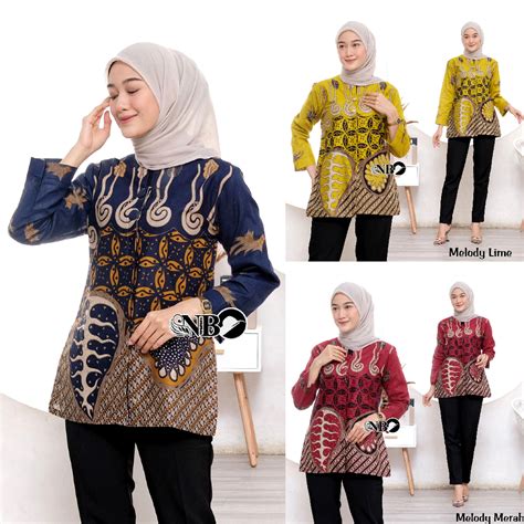 Jual Baju Batik Wanita Modern Atasan Blouse Batik Kerja Kantor Wanita