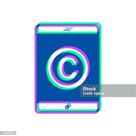Tablet Pc Avec Symbole De Copyright Icône Avec Superposition De Deux