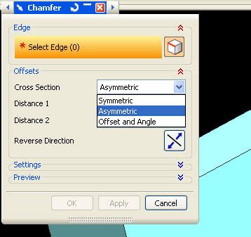 Use Asymmetric Chamfer Unigraphics Siemens NX Tutorial