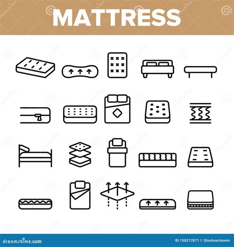 Mattress Types And Material Vector Linear Icons Set Stock Vector