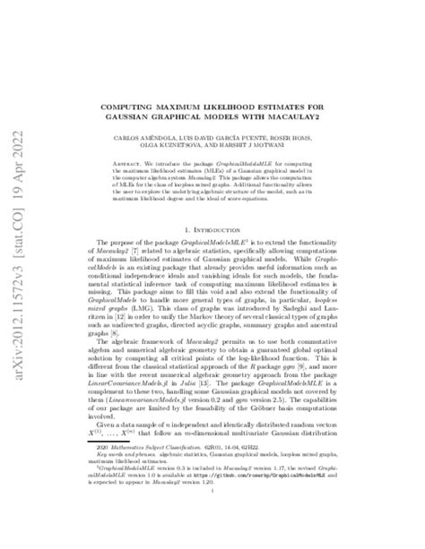 Pdf Computing Maximum Likelihood Estimates For Gaussian Graphical
