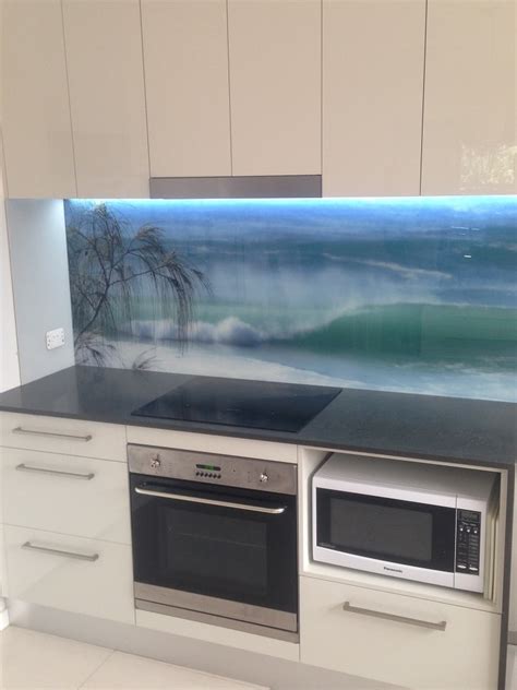 Digitally Printed Glass Splashback With A Beach Scene By Graphic Glass