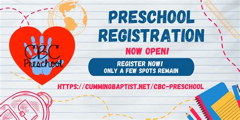 Registration Is Cumming Baptist Church Weekday Preschool Facebook