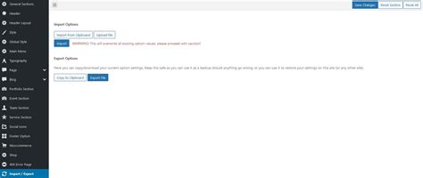 Import Export Section RSTheme