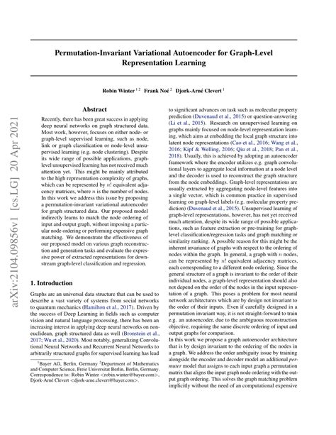 Pdf Permutation Invariant Variational Autoencoder For Graph Level Representation Learning
