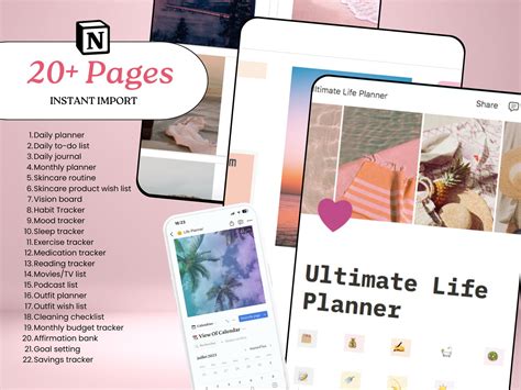 notion template life planner all in one notion template notion
