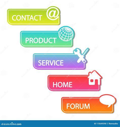 Vector Web Buttons Navigation Bar Set Menu Element Labels For Website Layout Stock Vector