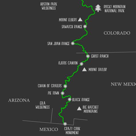 Continental Divide Trail Map Continental Divide Hiking Trail Print