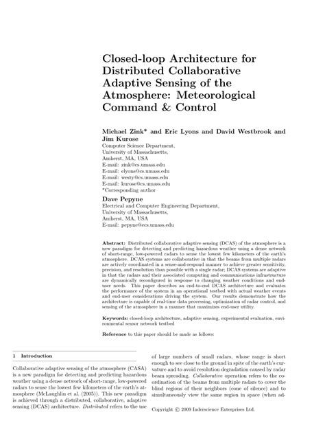Pdf Closed Loop Architecture For Distributed Collaborative Adaptive