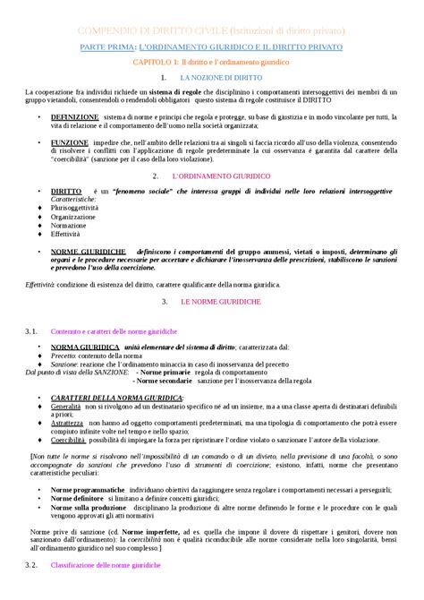 Compendio Di Diritto Civile Docsity