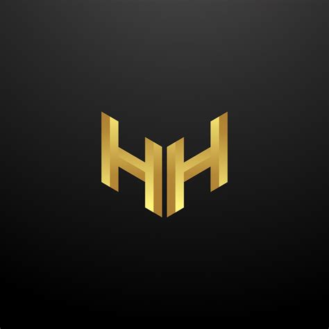 HH Logo Monogram Letter Initials Design Template With Gold 3d Texture