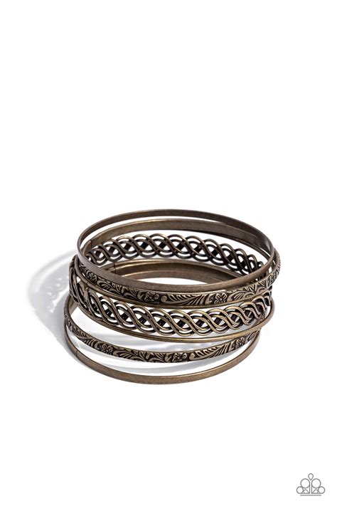 Paparazzi Accessories Stockpiled Shimmer Brass Paparazzi Accessories