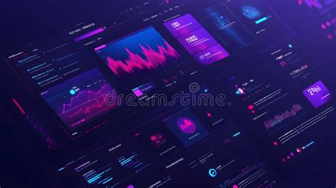 abstract digital dashboard with glowing pink and blue data