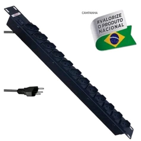 Régua Filtro De Linha 12 Tomadas 10a Top Rack Cftv Telecom Padrão 19 Polegadas Shopee Brasil