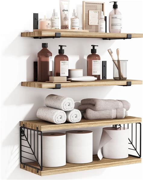Amazon Fixwal Tier Bathroom Floating Shelves Over Toilet In Farmhouse Rustic Wood