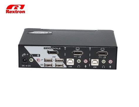 Rextron 2 Port Displayport Usb Kvm Switch Audio Hotkey