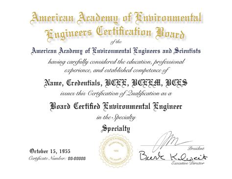 Environmental Engineering Certification