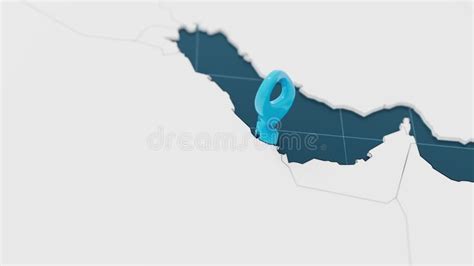 Highlight With Blue Of Qatar 3d Map With Pointer Pin Surrounded With
