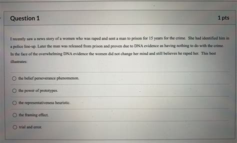 Solved Question 1 1 Pts I Recently Saw A News Story Of A