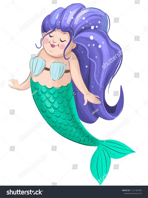 Funny Mermaid Character Cartoon Illustration Stock Illustration 1721185765 Shutterstock