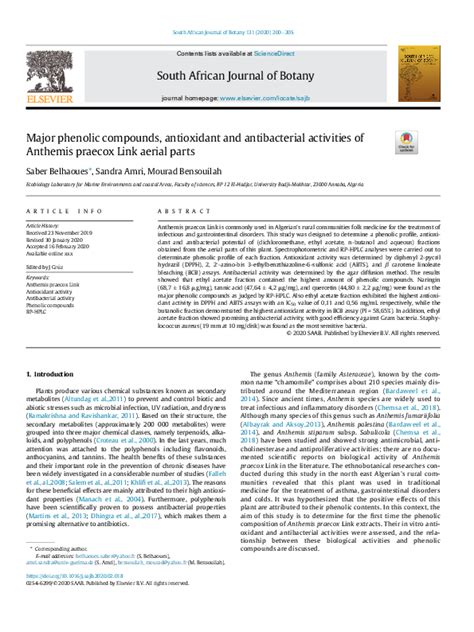 Pdf Major Phenolic Compounds Antioxidant And Antibacterial