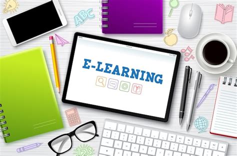온라인 학교 벡터 배너 Elearning 모바일 화면에서 온라인 교육 텍스트 프리미엄 벡터