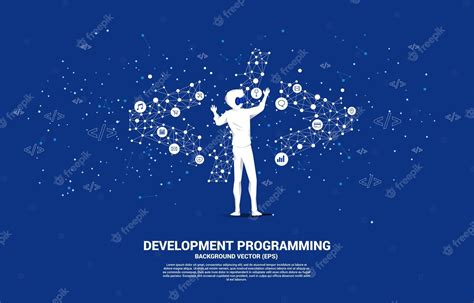 Premium Vector Silhouette Man Wear Vr Glasses Software Development